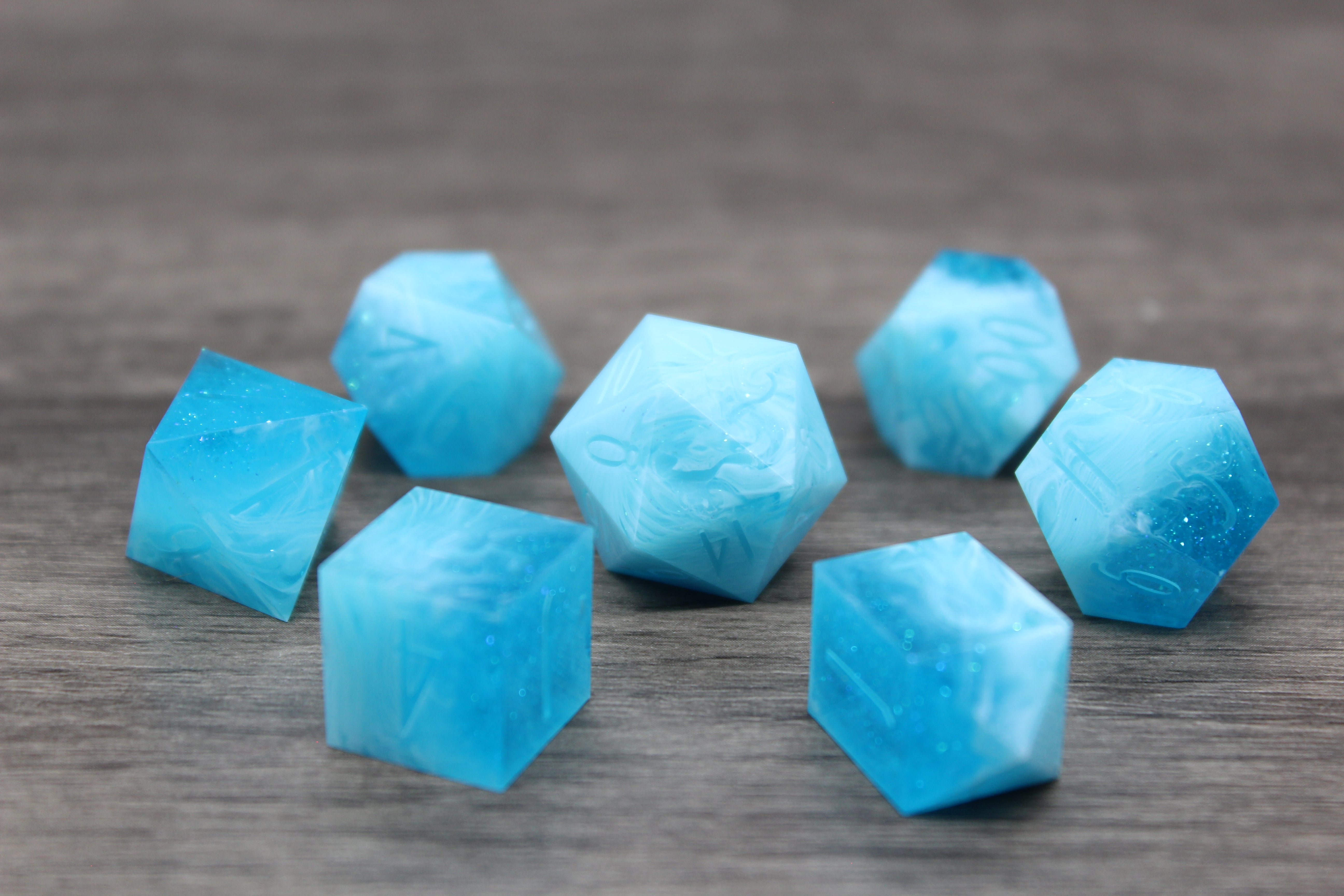 Raw Calm Waters Dice Set (Patreon Early Access) – Pixel Raptor Designs
